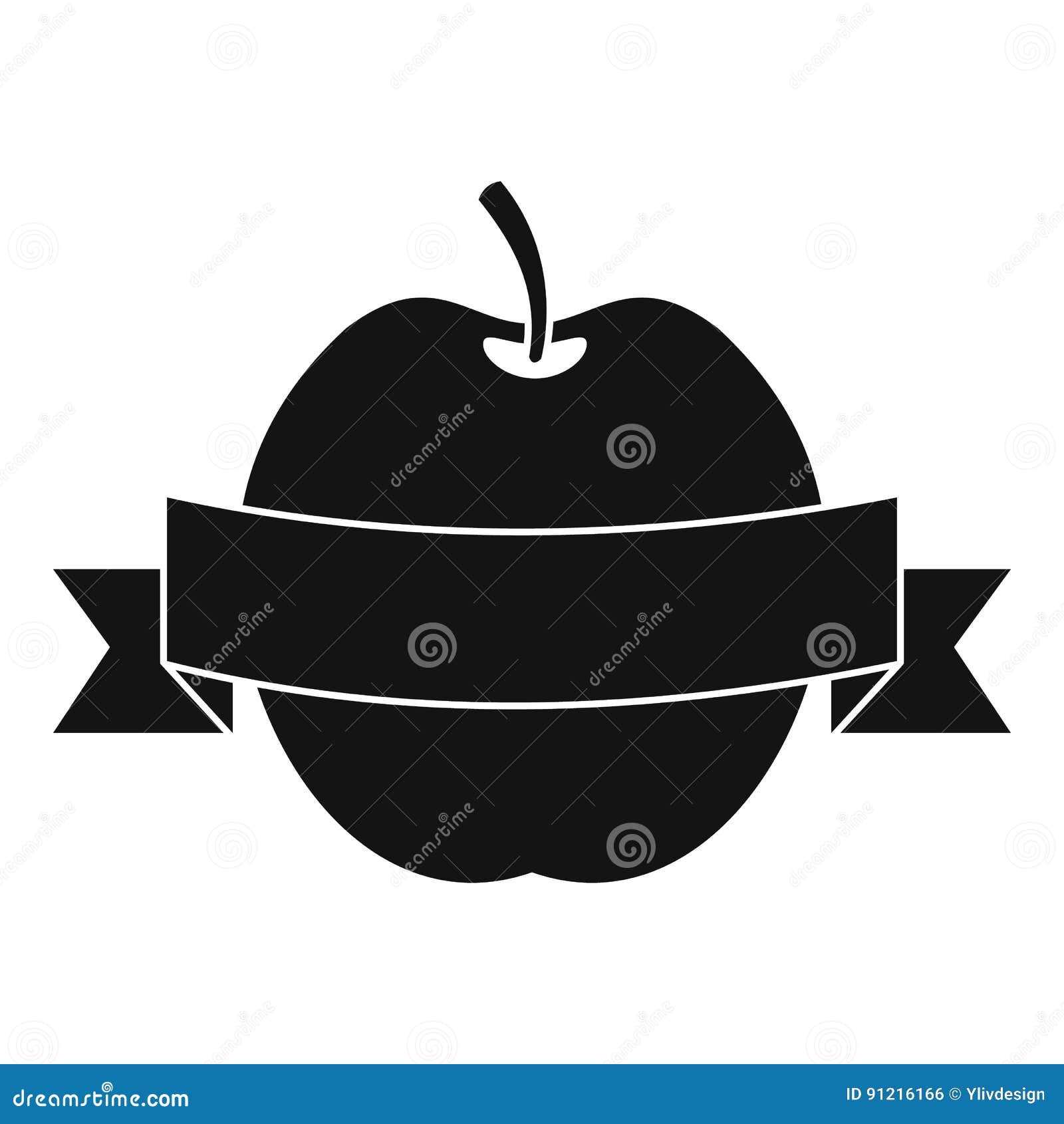 Apple with Ribbon Icon, Simple Style Stock Vector - Illustration of ...