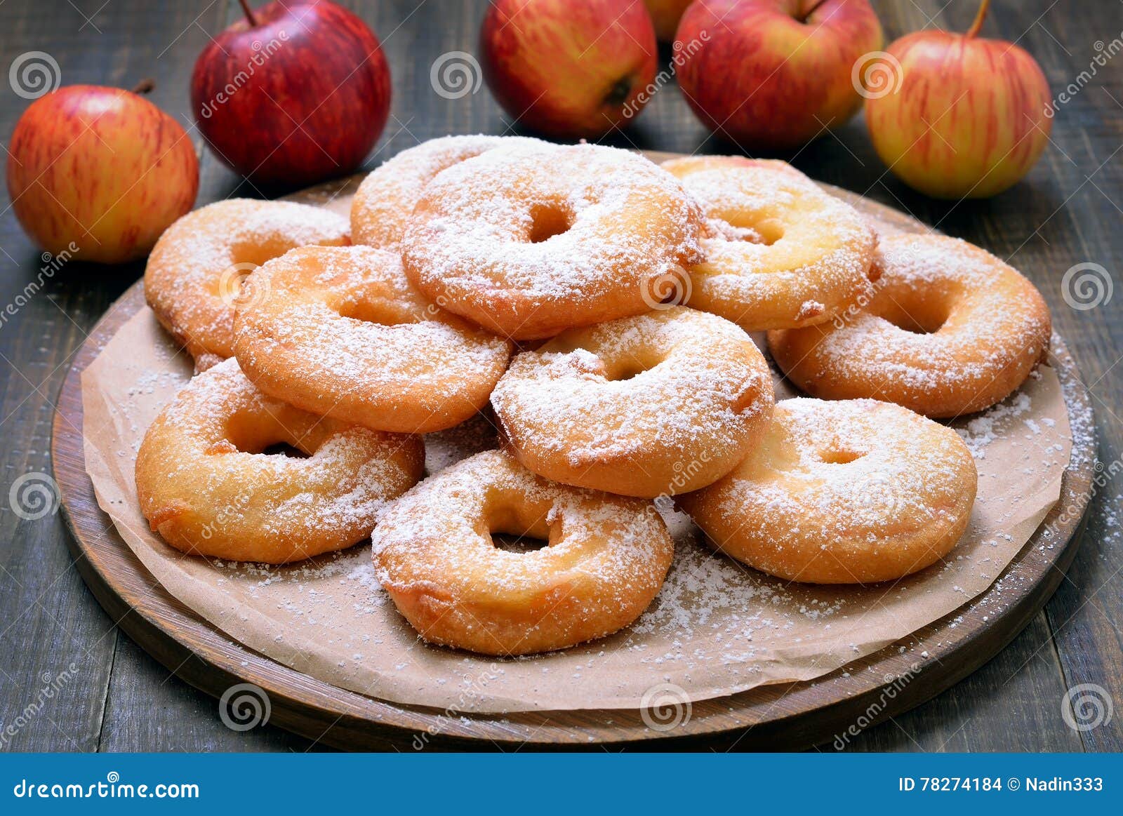 Apple Rings and Fresh Apples Stock Photo - Image of doughnut, dish ...