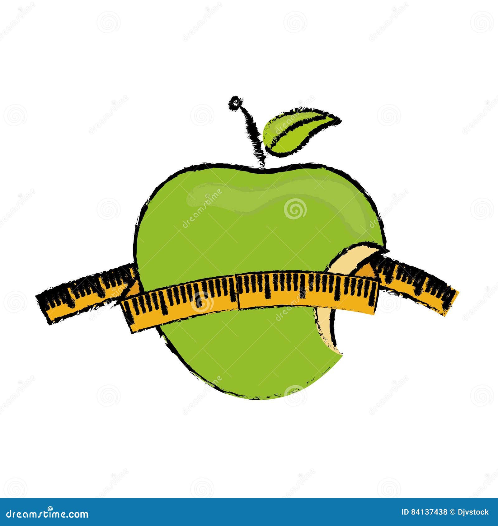 Apple with ruler stock illustration. Illustration of calorie - 84137438