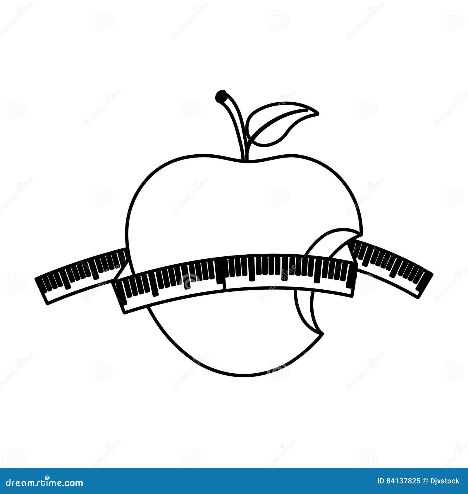 Apple with ruler stock illustration. Illustration of organic - 84137825