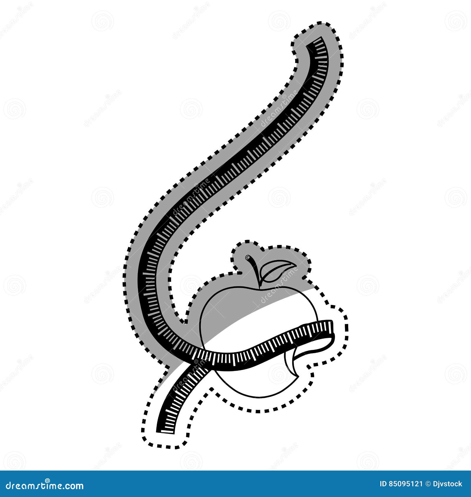 Apple with ruler stock illustration. Illustration of sweet - 85095121