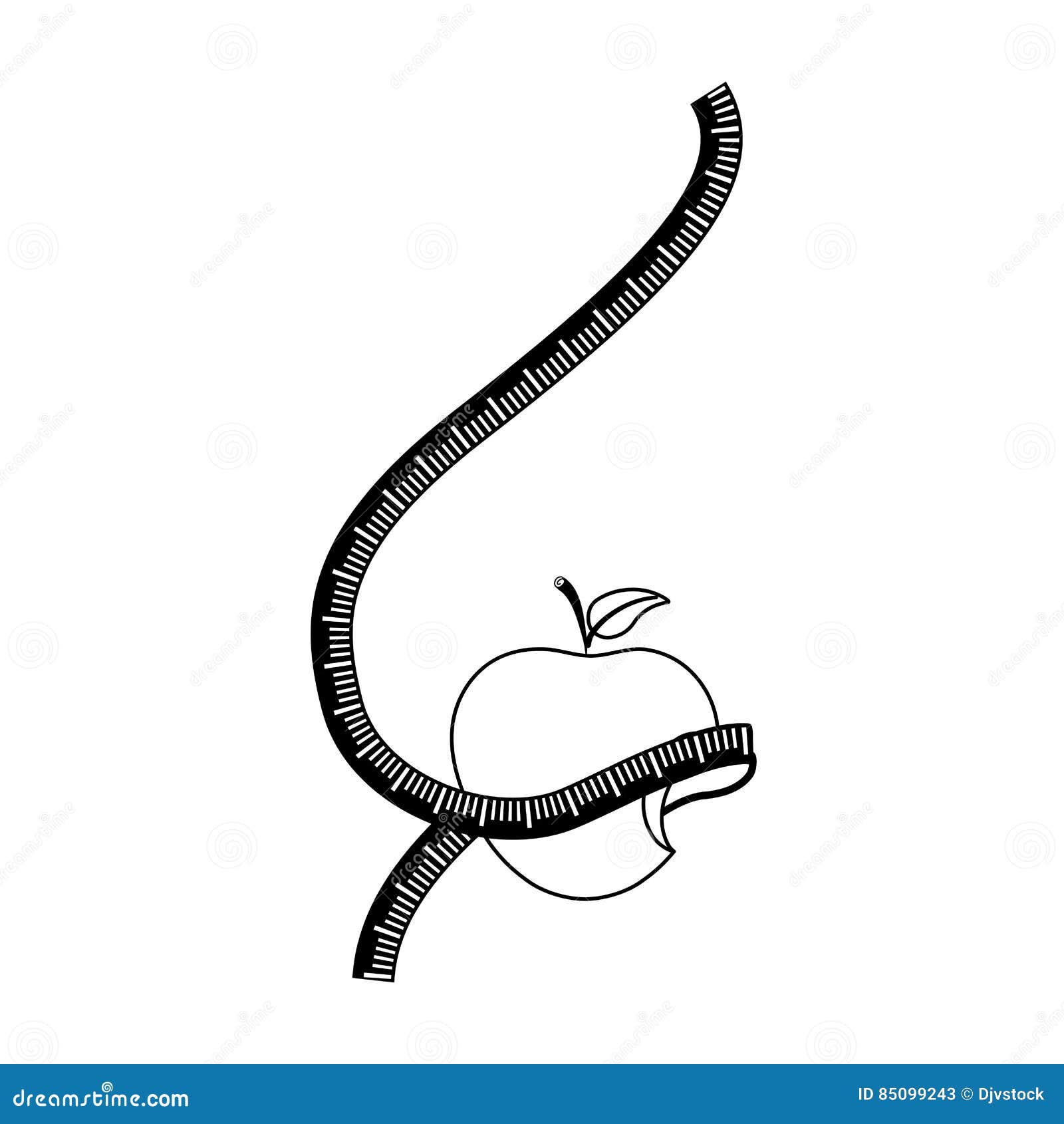 Apple with ruler stock illustration. Illustration of refreshing - 85099243