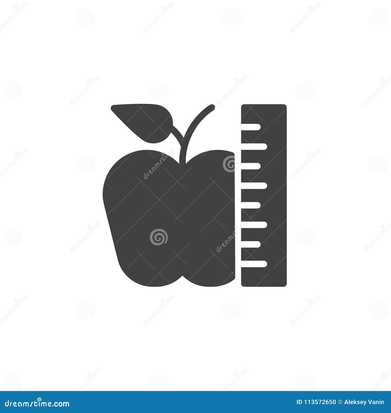 Apple and Ruler Vector Icon Stock Vector - Illustration of centimeter ...