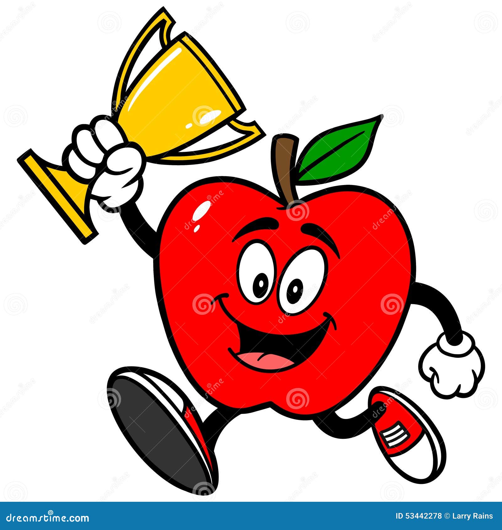 Apple Running with Trophy stock vector. Illustration of gold - 53442278
