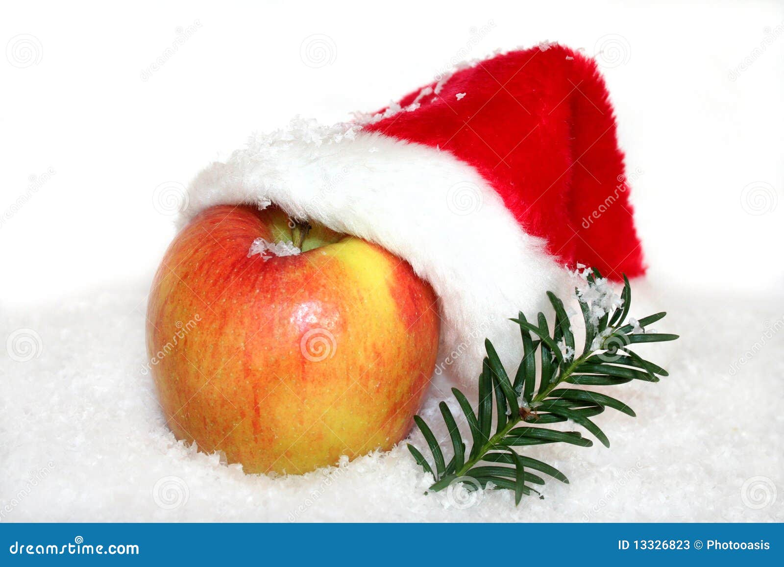 Apple with Santa Hat stock image. Image of claus, advent - 13326823