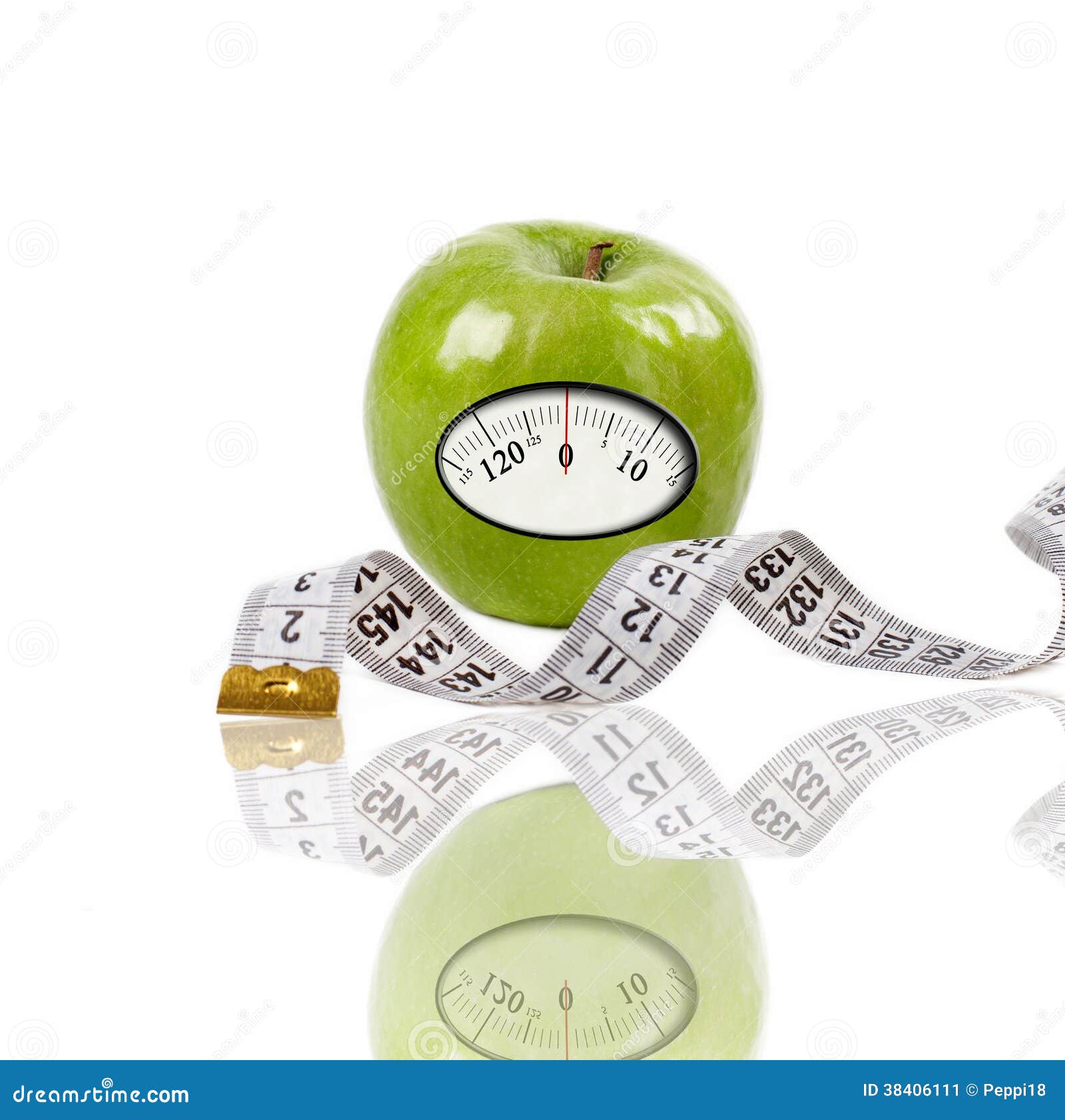 Apple with Scale for a Weighing Stock Image - Image of calorie, loss ...