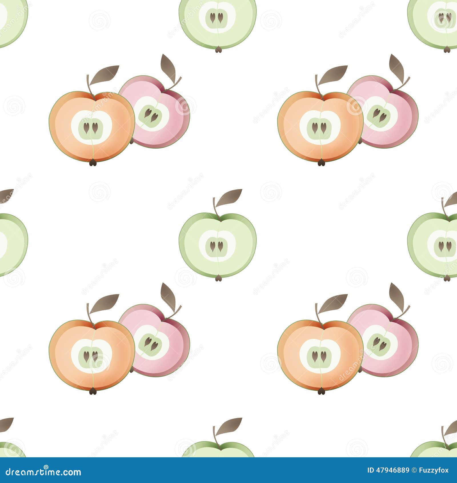 Apple Seamless Pastel Colors Pattern Fruits Texture Background Stock ...