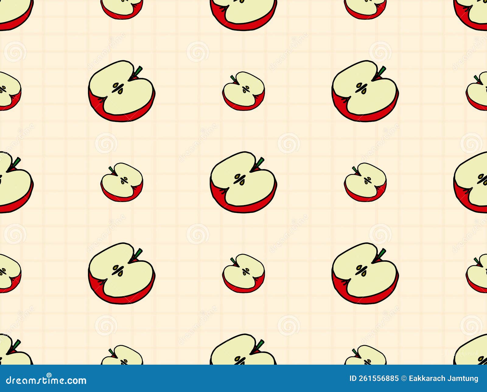 Apple Seamless Pattern on Orange Background Stock Illustration ...