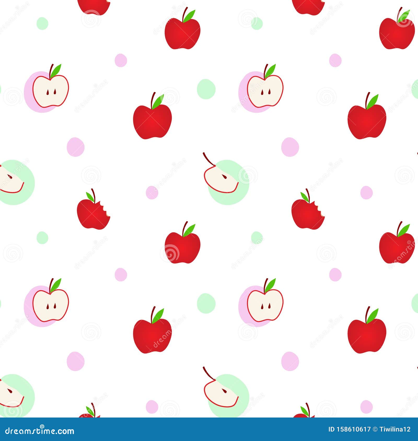 Apple Seamless Pattern Texture Background. Fruit Apple Hand Drawn ...