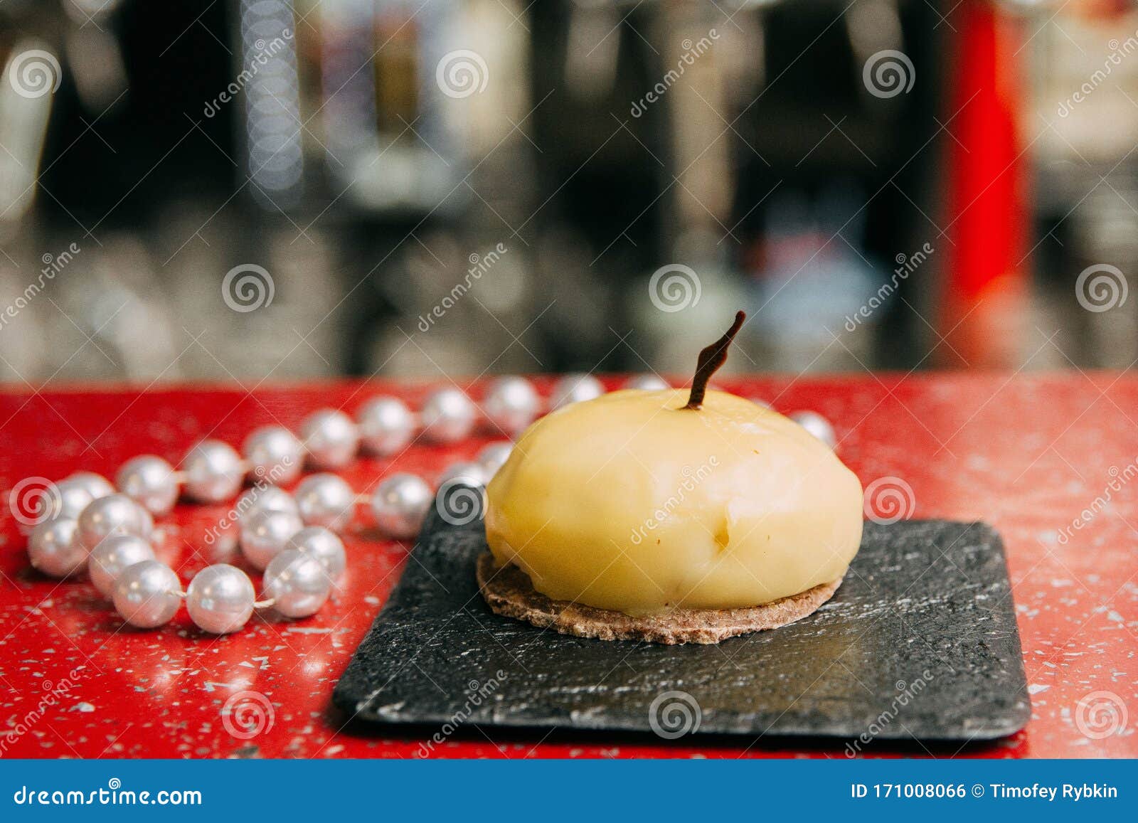 Apple-shaped Sweet Dessert on a Saucer Stock Photo - Image of tasty ...