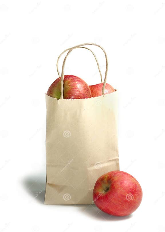 Apple in shopping bag stock photo. Image of fiber, recycle - 40793106