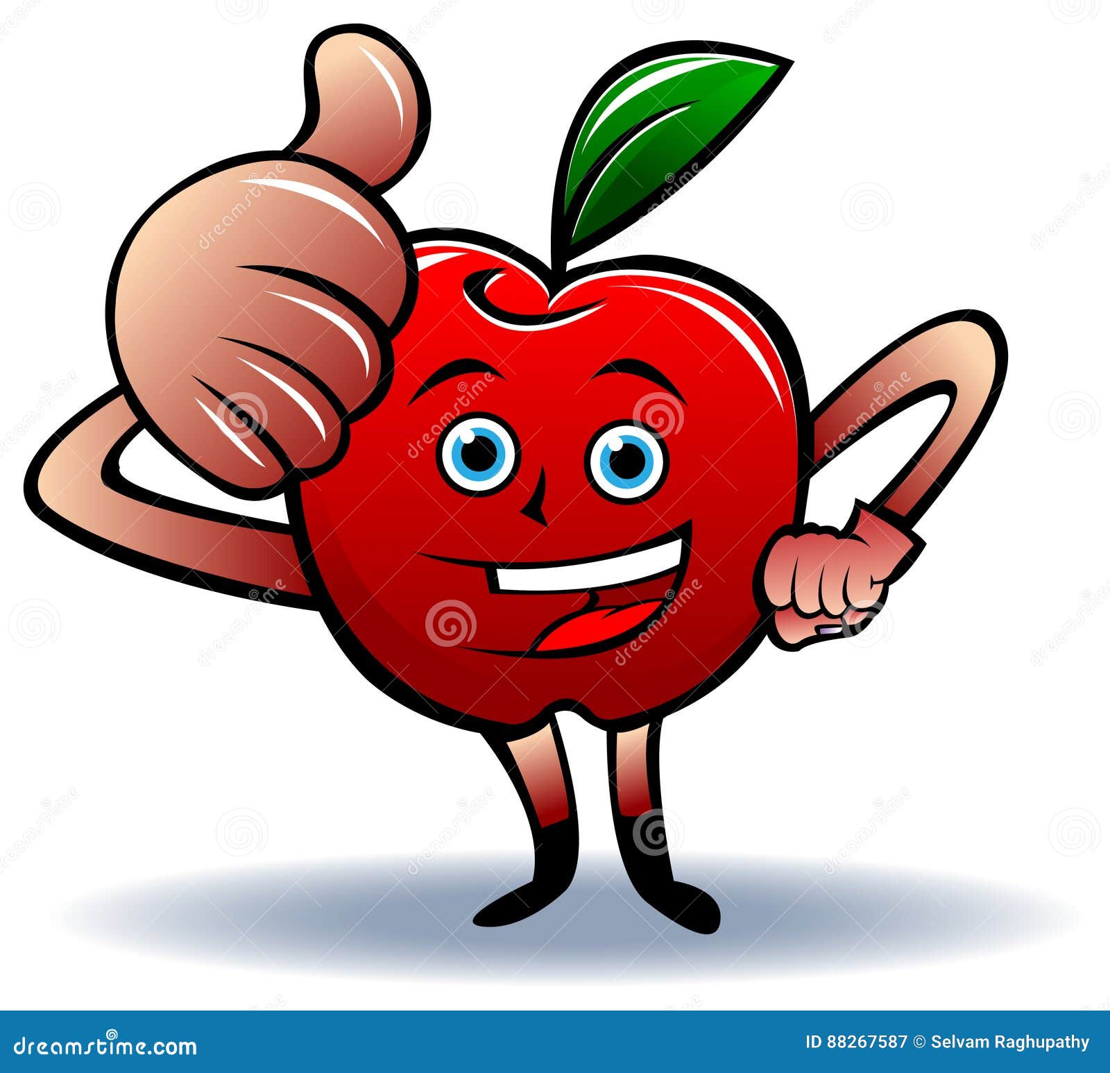 An apple shows thumps up stock vector. Illustration of eating - 88267587