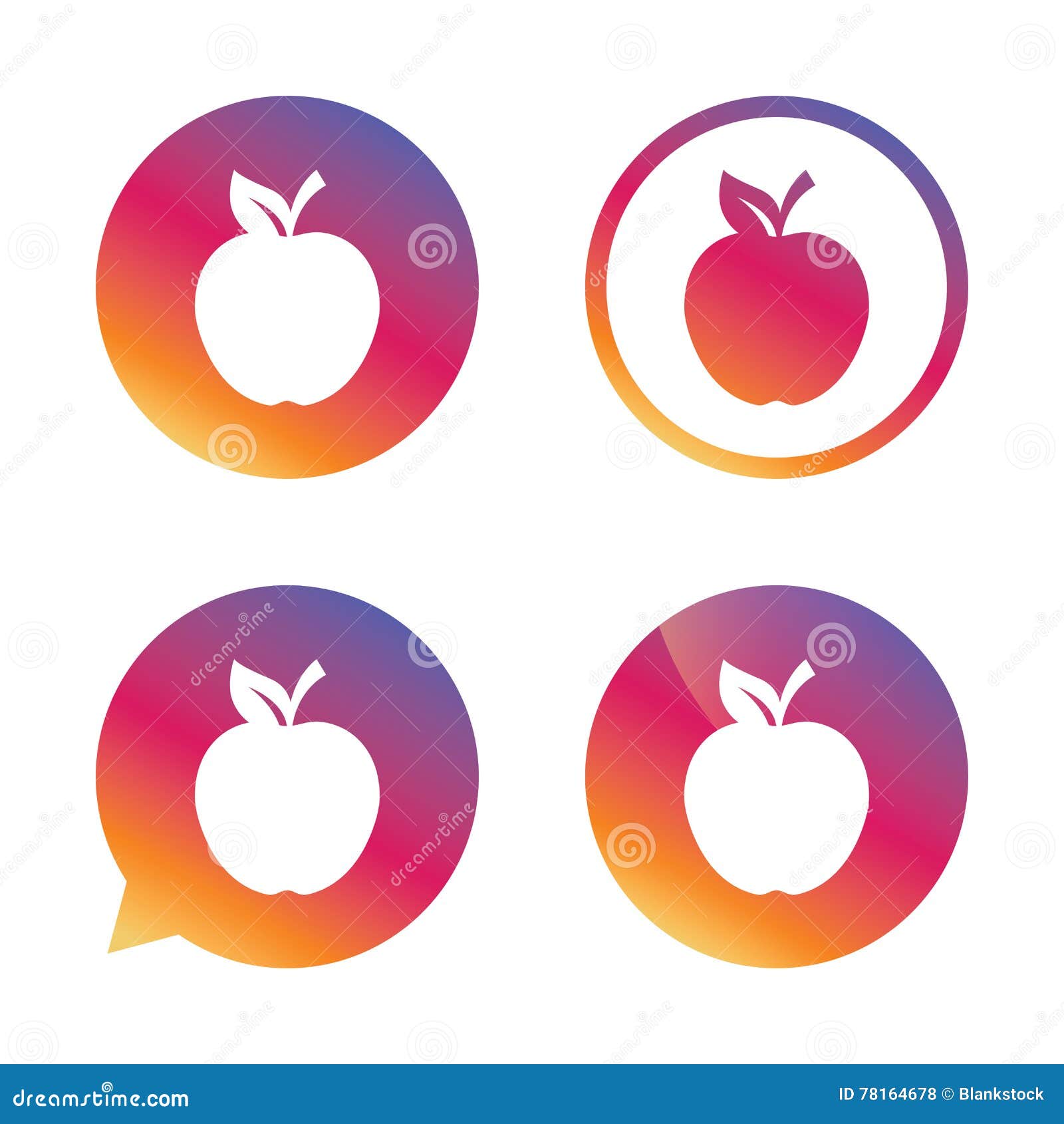 Apple Sign Icon. Fruit with Leaf Symbol Stock Vector - Illustration of ...
