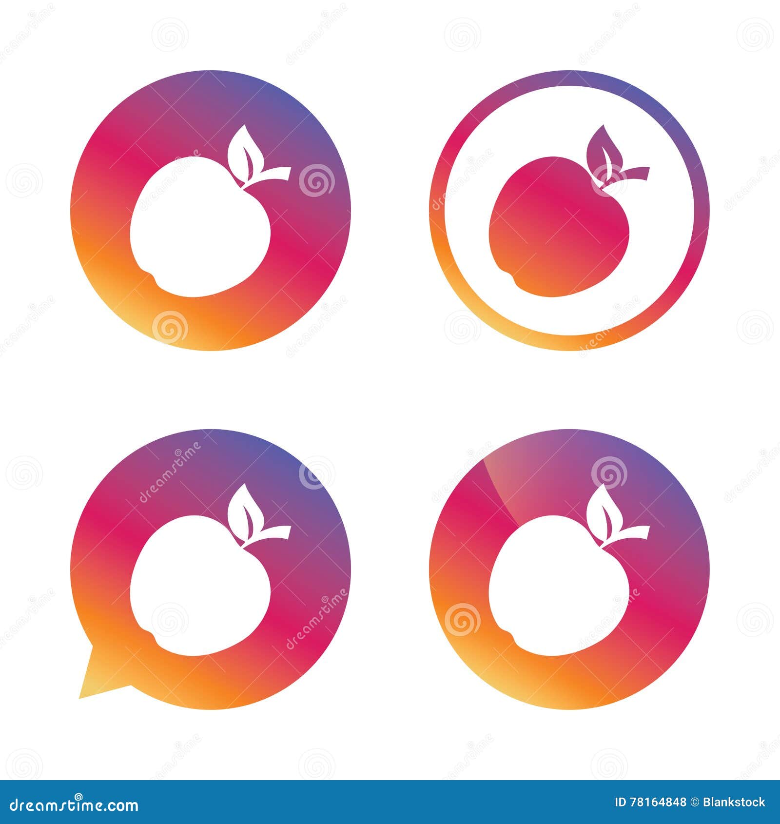 Apple Sign Icon. Fruit with Leaf Symbol Stock Vector - Illustration of ...