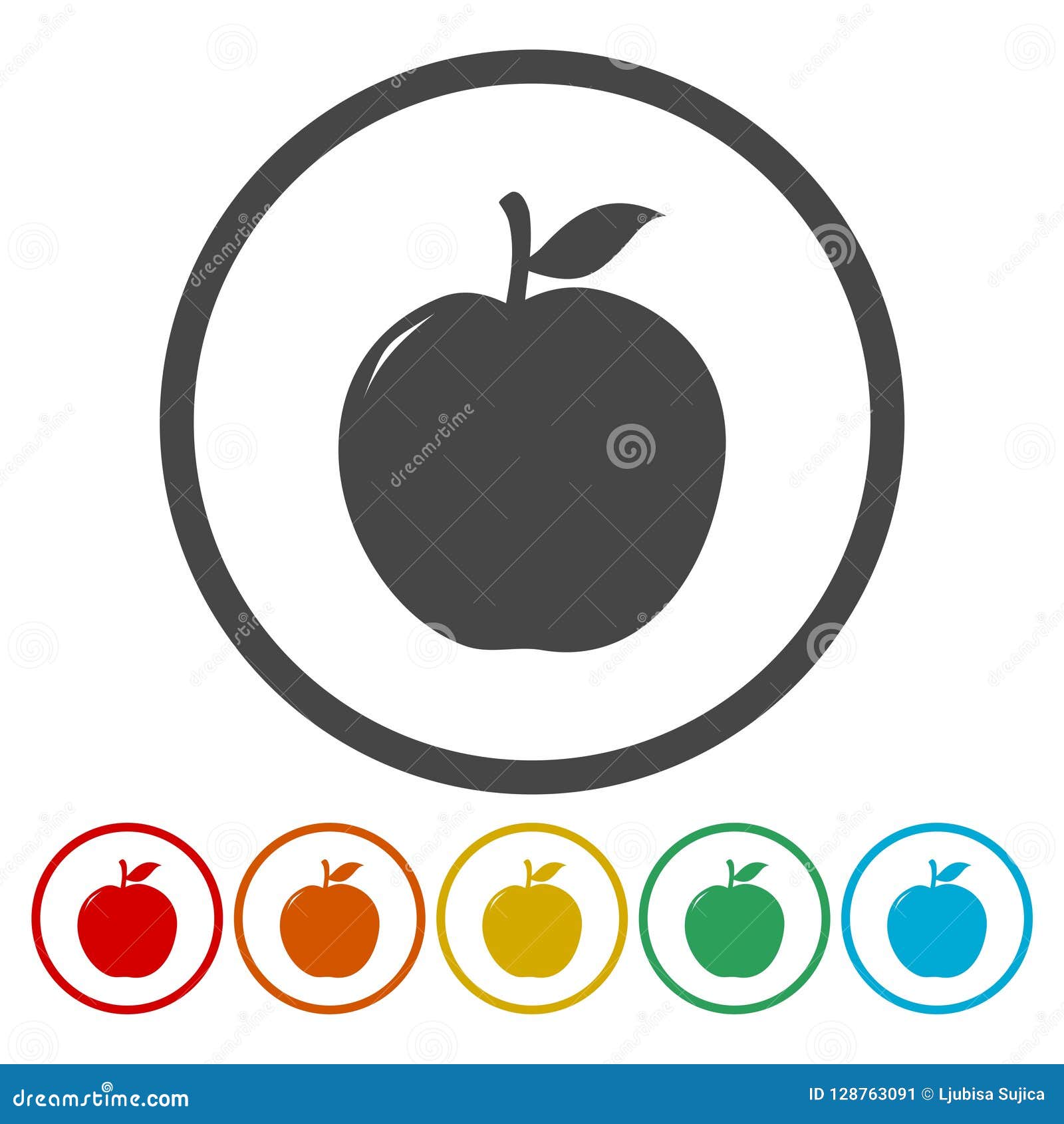 Apple Signs Set, on Colored Circles Stock Vector - Illustration of blog ...