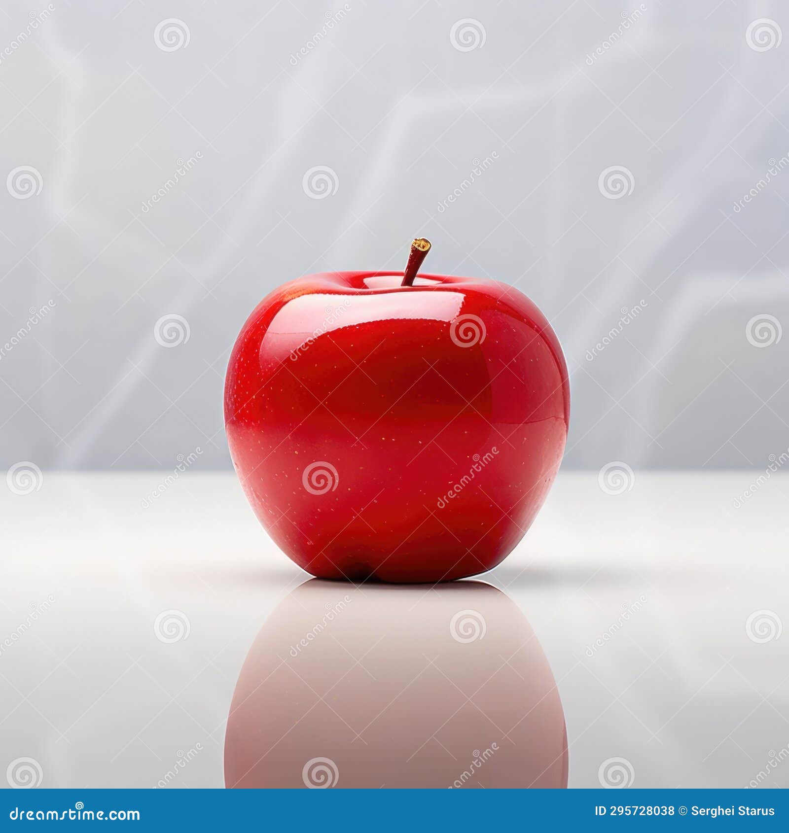 An Apple Sitting on a Table with Its Reflection, AI Stock Photo - Image ...