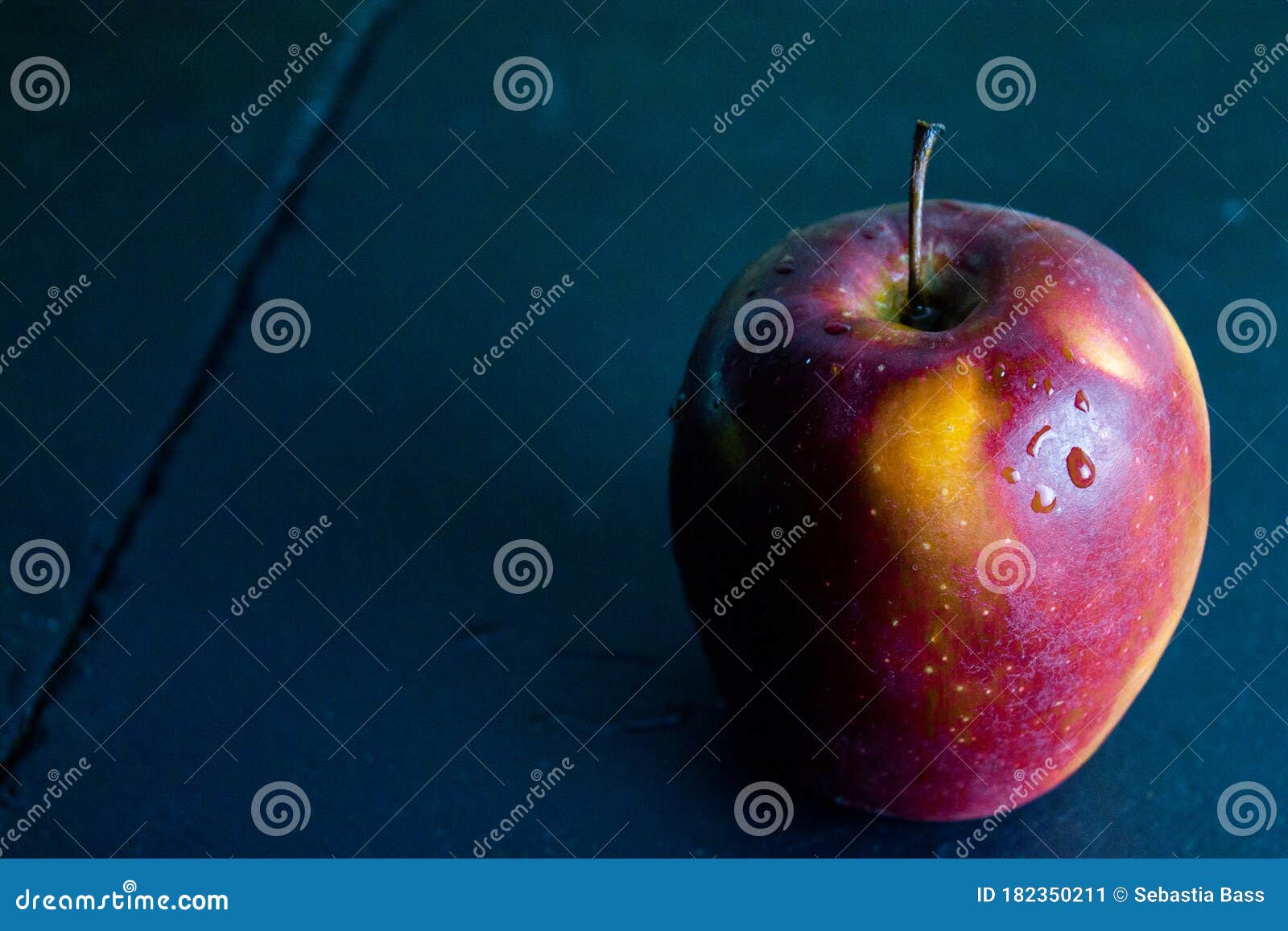 Apple on Slate and Rustic Background, Raw Food Stock Image - Image of ...