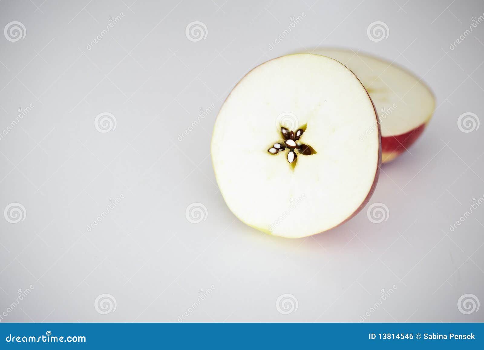 Apple Sliced Showing a Center Stock Photo - Image of colors, fibers ...