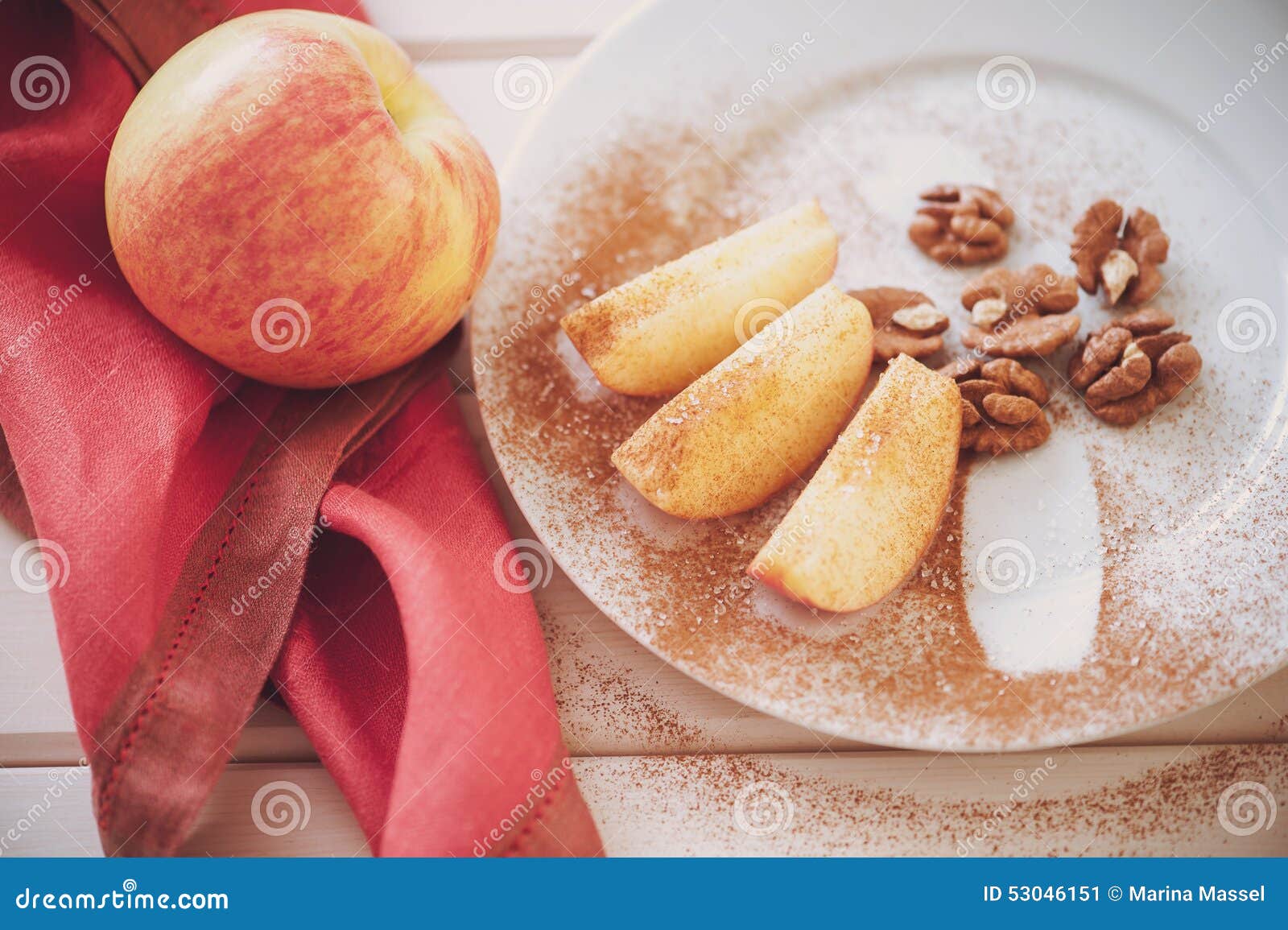 Apple is Sliced into Wedges with Cinnamon. Stock Image - Image of fresh ...