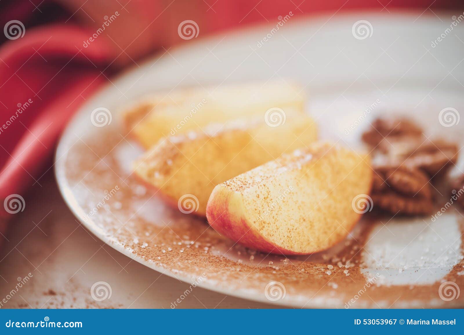 Apple is Sliced into Wedges with Cinnamon. Stock Image - Image of ...