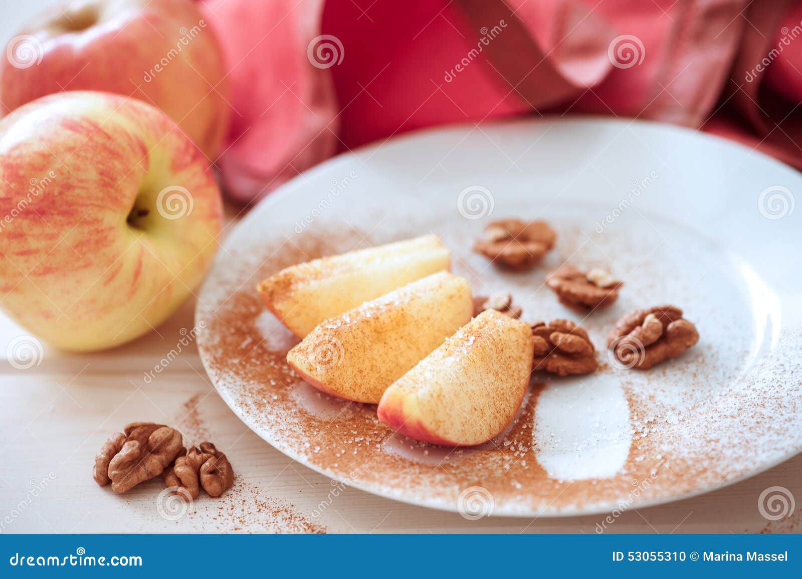 Apple is Sliced into Wedges with Cinnamon. Stock Photo - Image of ...