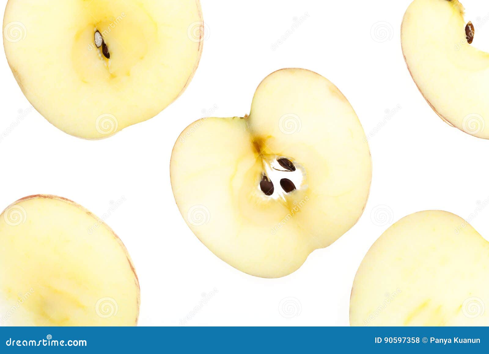 Apple Slices Isolated on White Background. Stock Photo - Image of slice ...