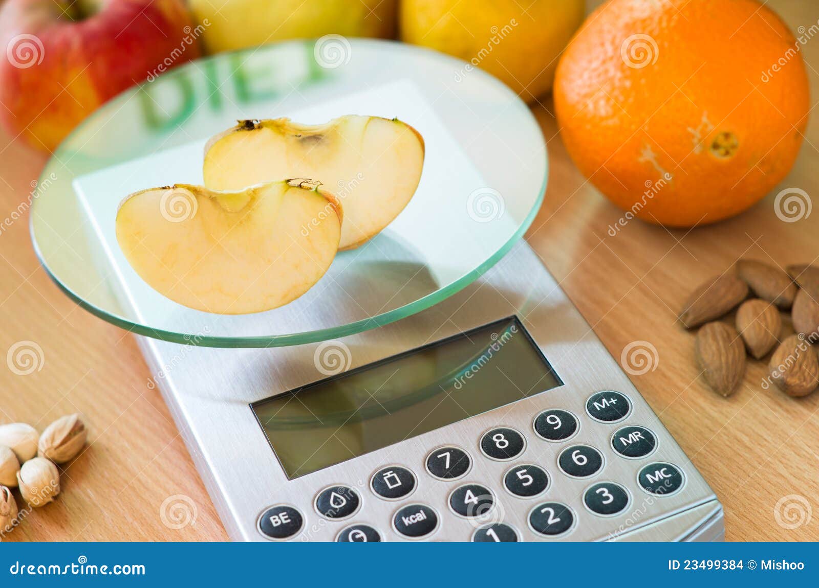 Apple Slices on Kitchen Scale Stock Photo - Image of eating, lifestyle ...