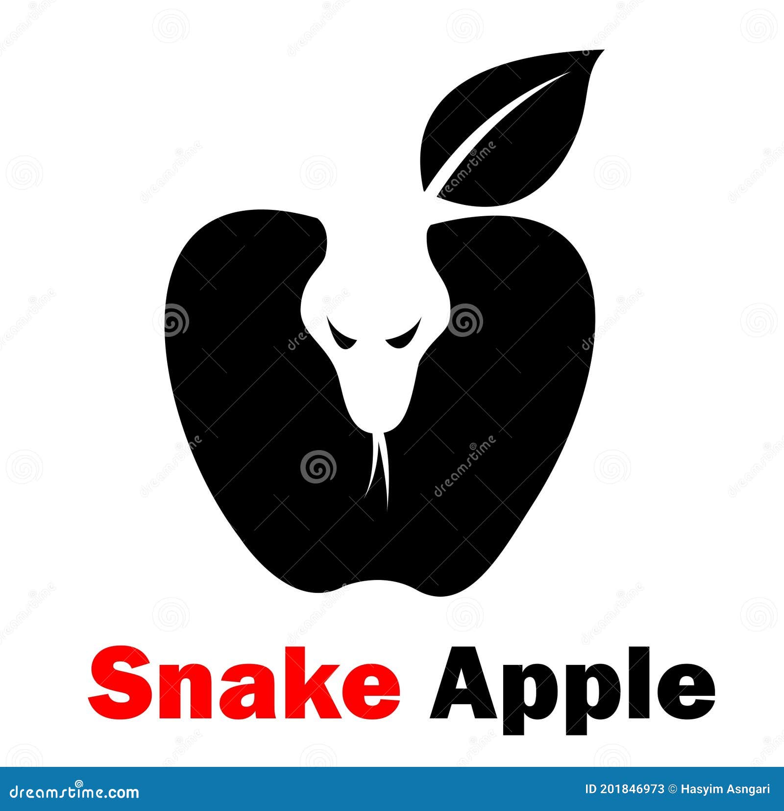 Apple Snake Logo Design Vector. Apple Snake Negative Space Stock Vector ...