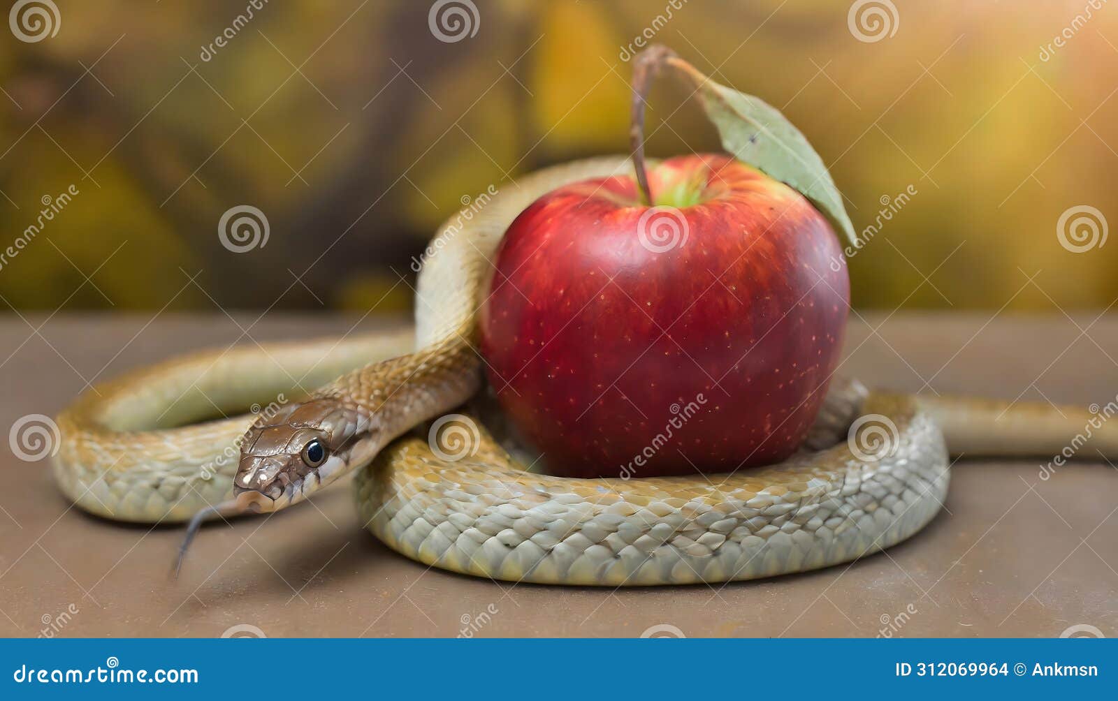 Apple and Snake on Table. Generative AI Stock Illustration ...