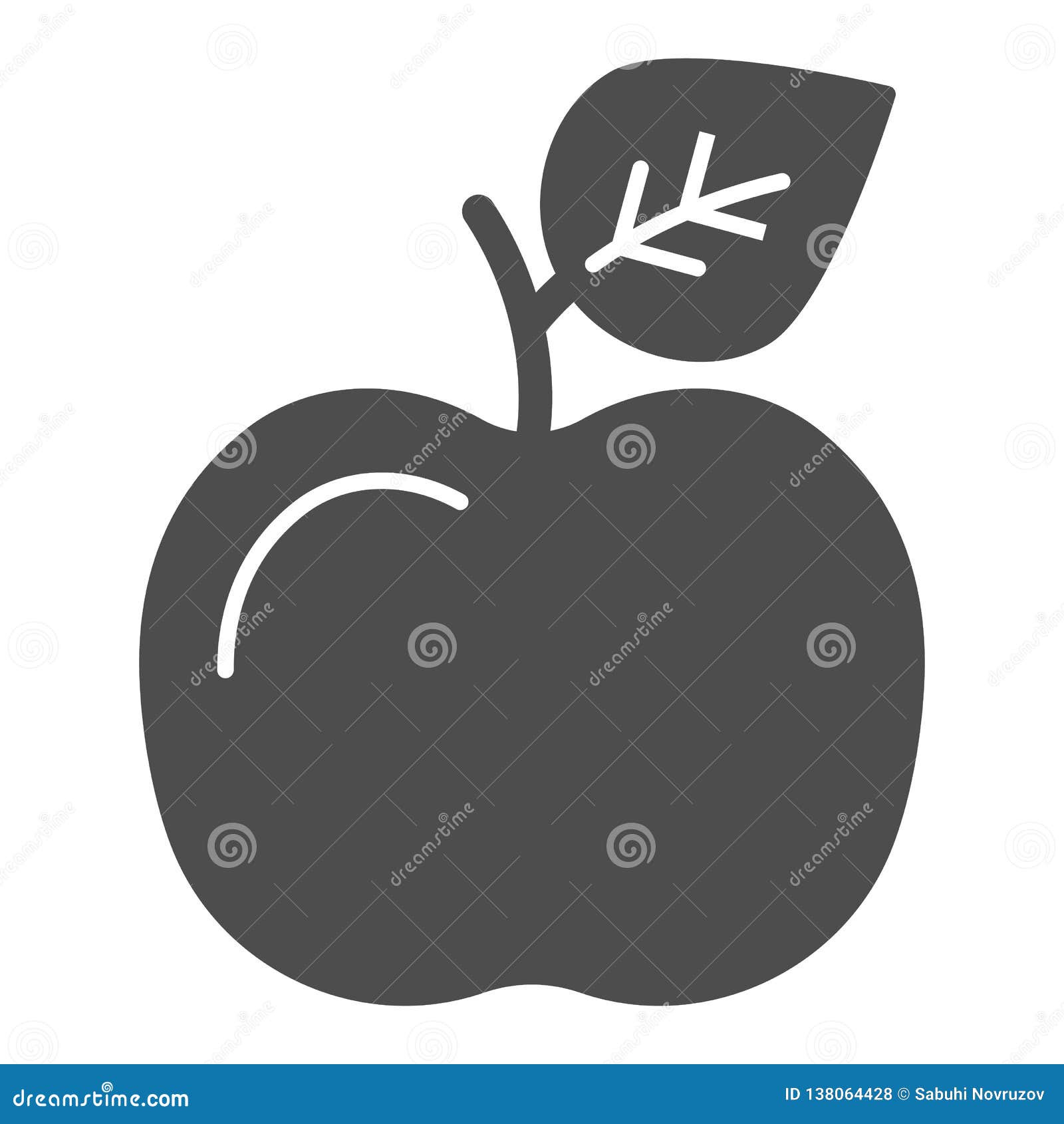 Apple Solid Icon. Fruit Vector Illustration Isolated on White. Food ...