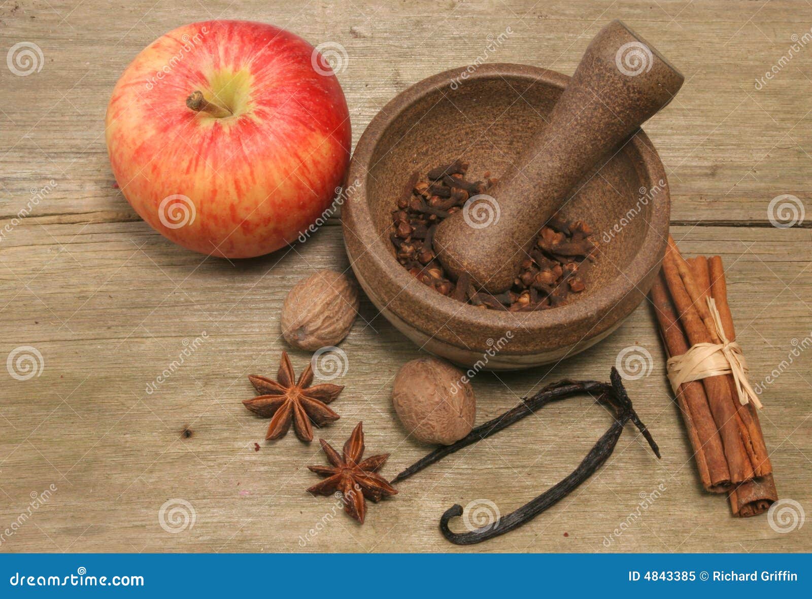 Apple and spice stock image. Image of apple, rustic, mortar - 4843385