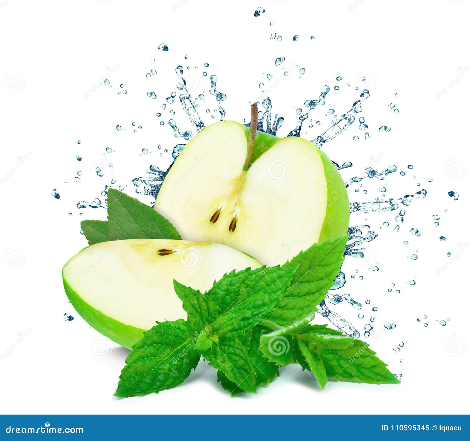 Apple splash water stock image. Image of mint, wave - 110595345