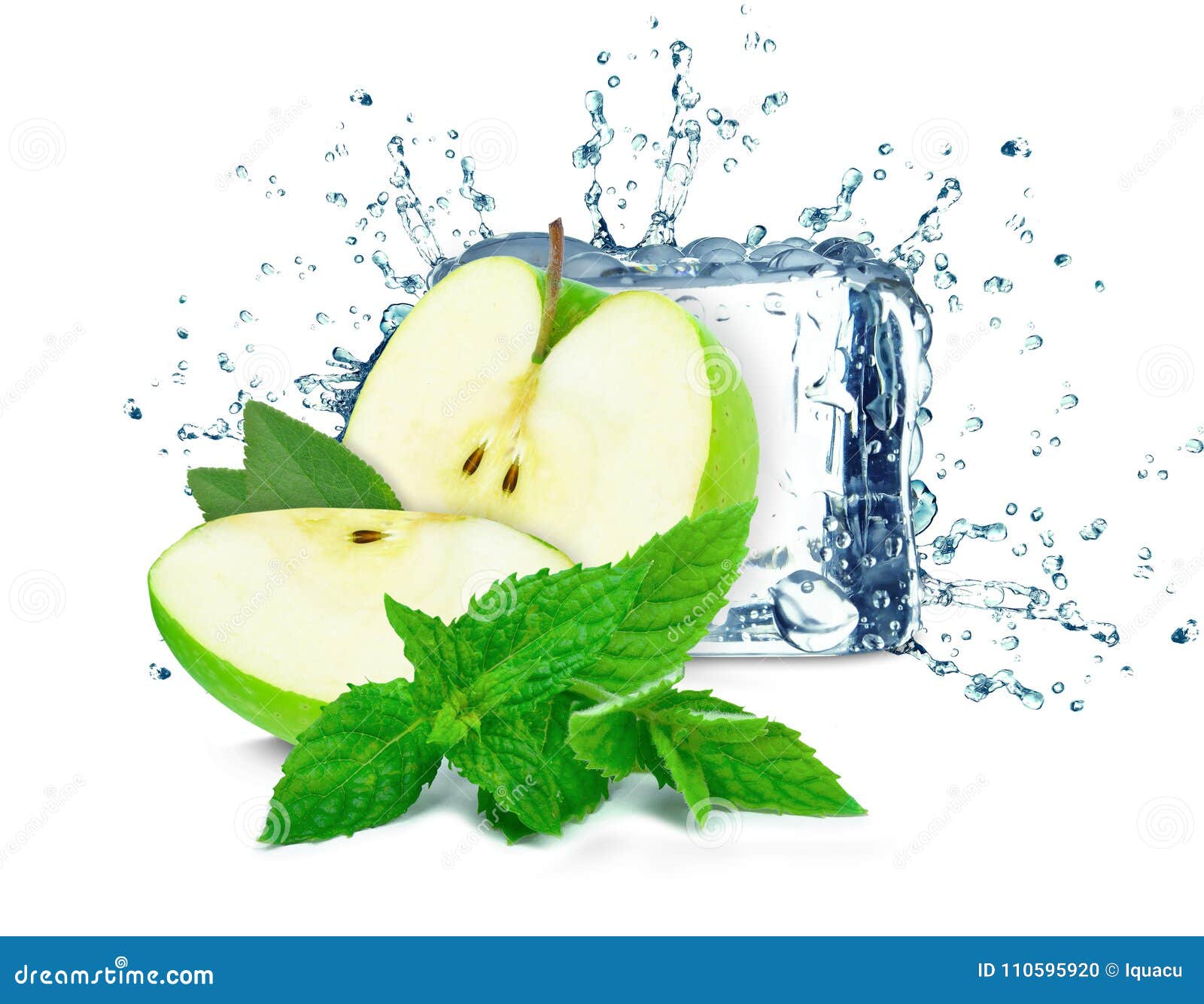 Apple Splash with Water and Ice Stock Photo - Image of nature, water ...