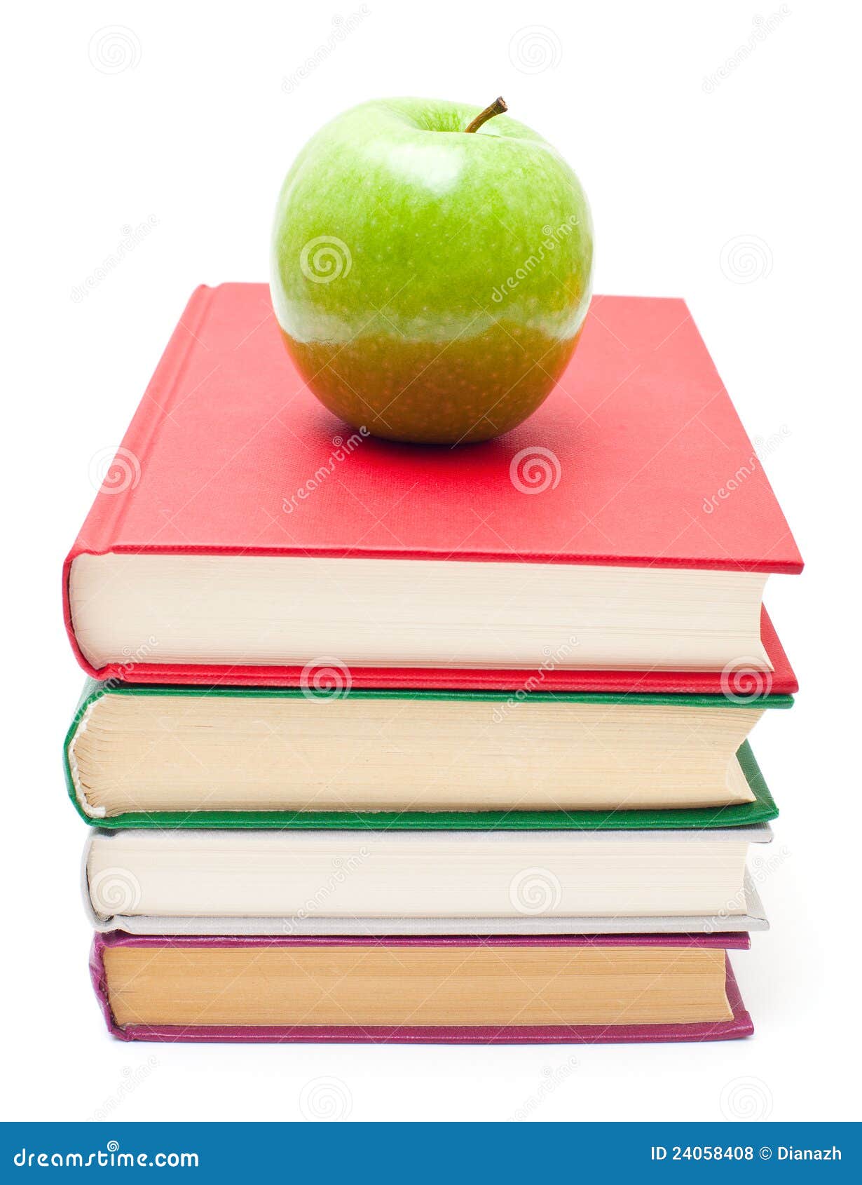 Apple on stack of books stock photo. Image of university - 24058408