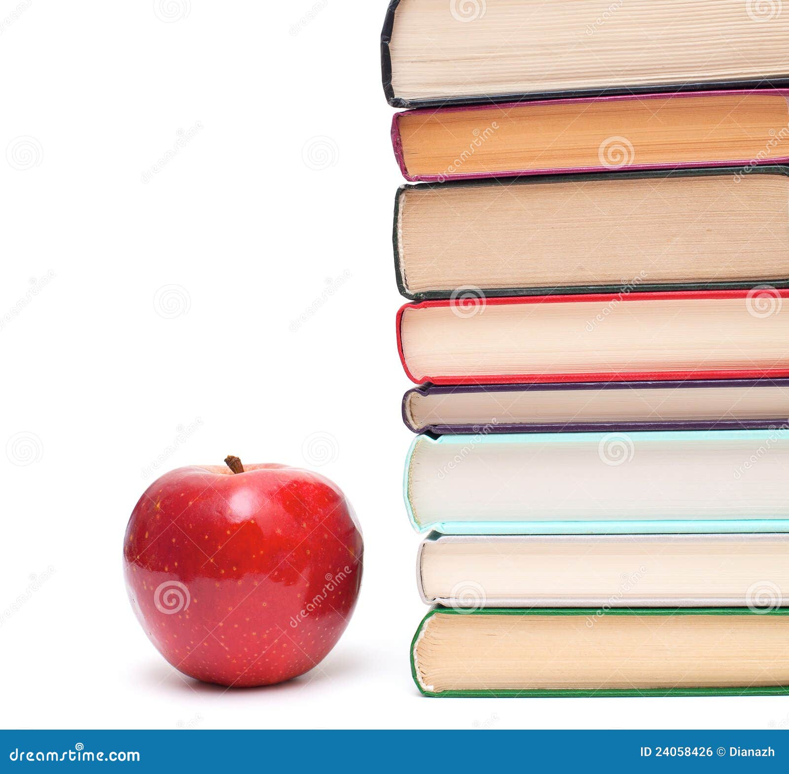 Apple and stack of books stock photo. Image of materials - 24058426