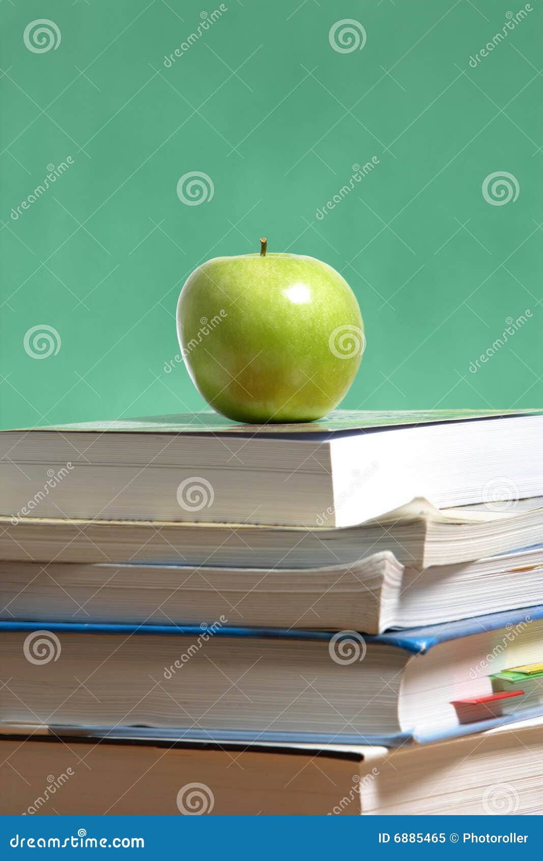 Apple on Stack of Books in Classroom Stock Image - Image of numbers ...