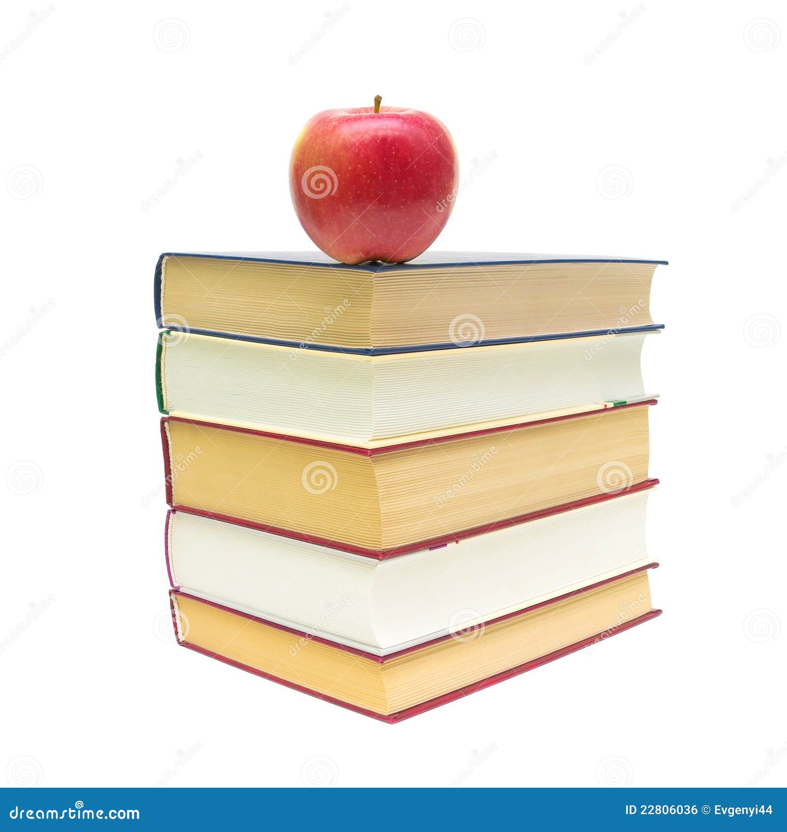 Apple and a Stack of Books on White Background Stock Photo - Image of ...