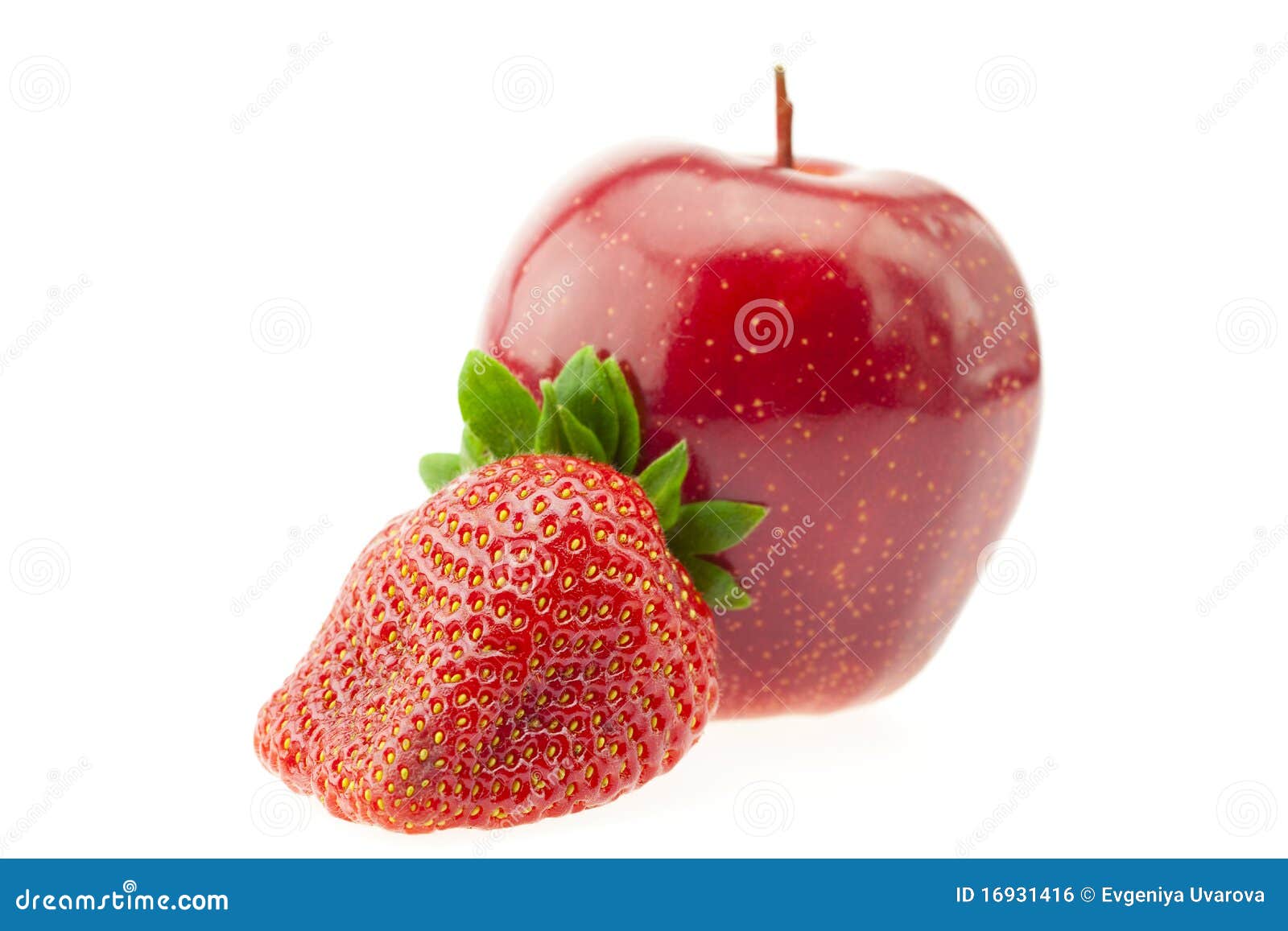 Apple and Strawberry Isolated on White Stock Photo - Image of ...