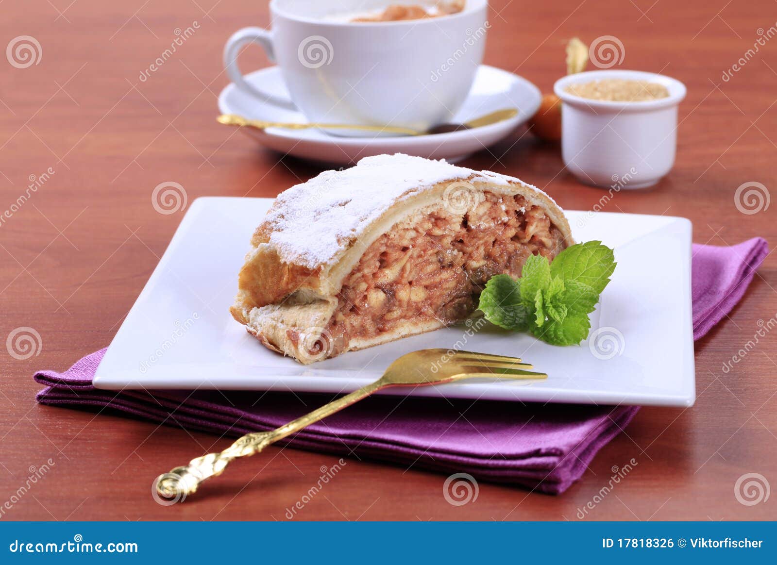 Apple strudel stock photo. Image of snack, strudel, slice - 17818326