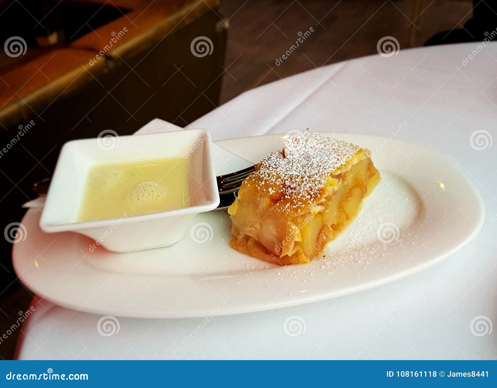 Apple strudel stock photo. Image of plate, europe, sauce - 108161118
