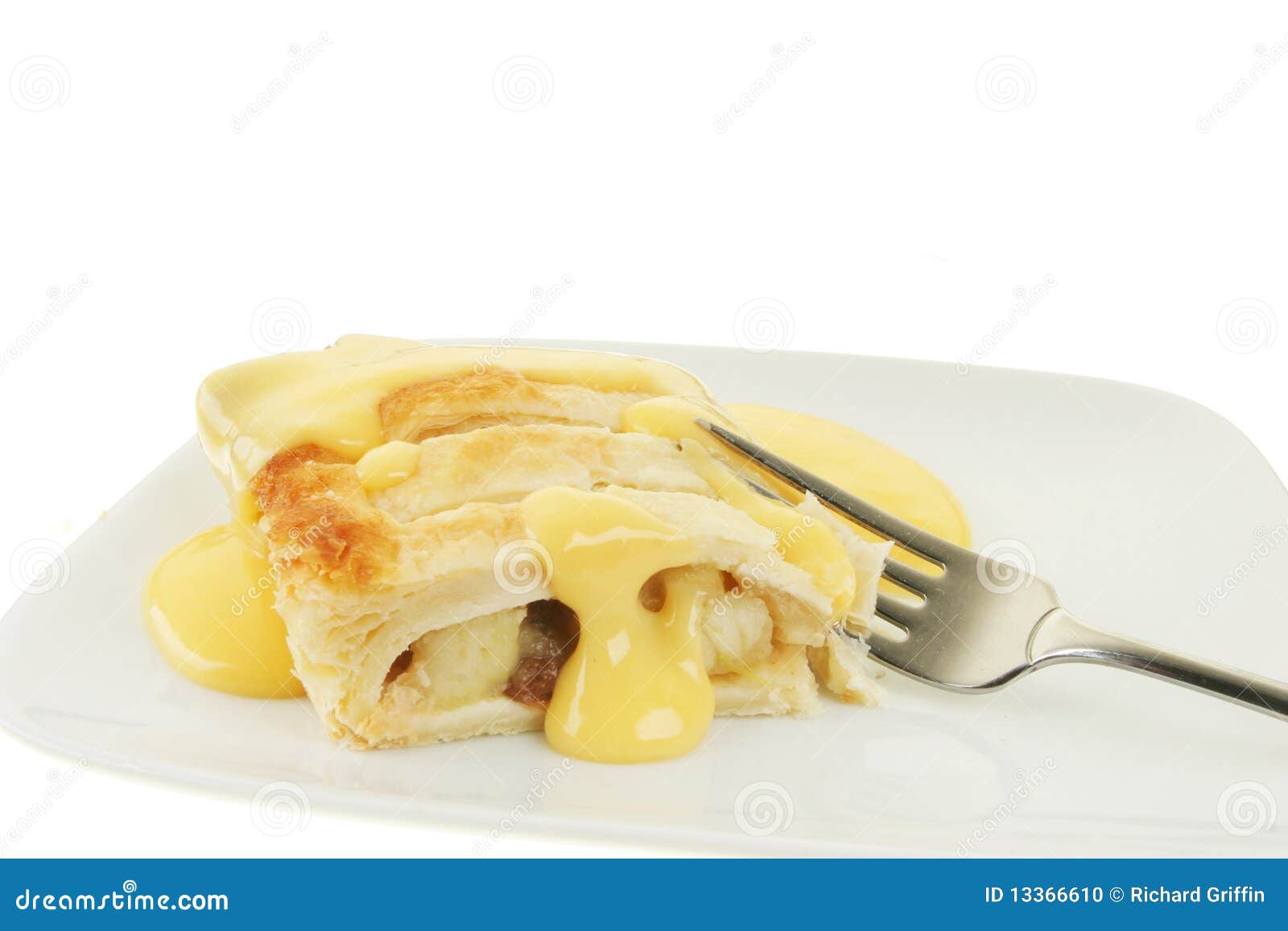Apple strudel and custard stock photo. Image of fruit - 13366610