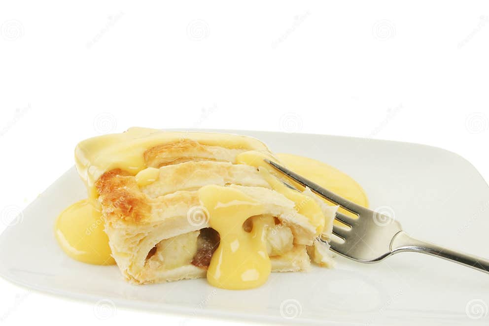 Apple strudel and custard stock photo. Image of fruit - 13366610