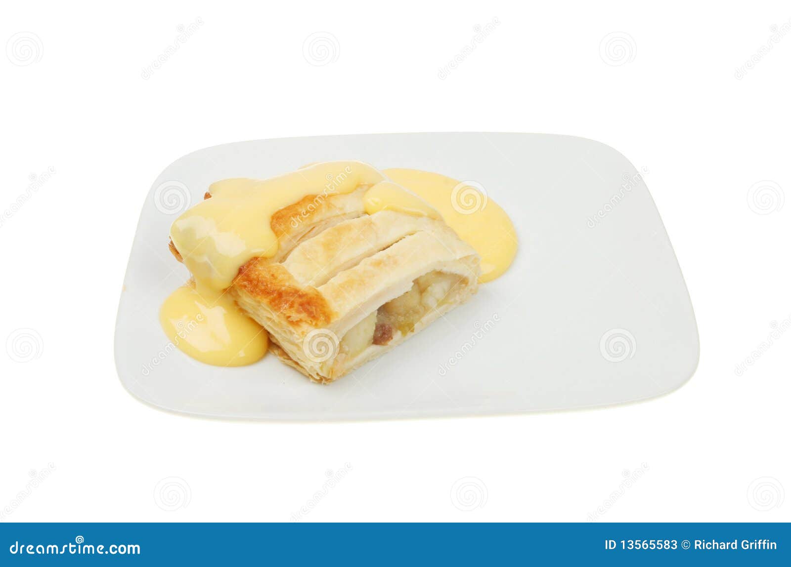 Apple strudel and custard stock image. Image of baked - 13565583