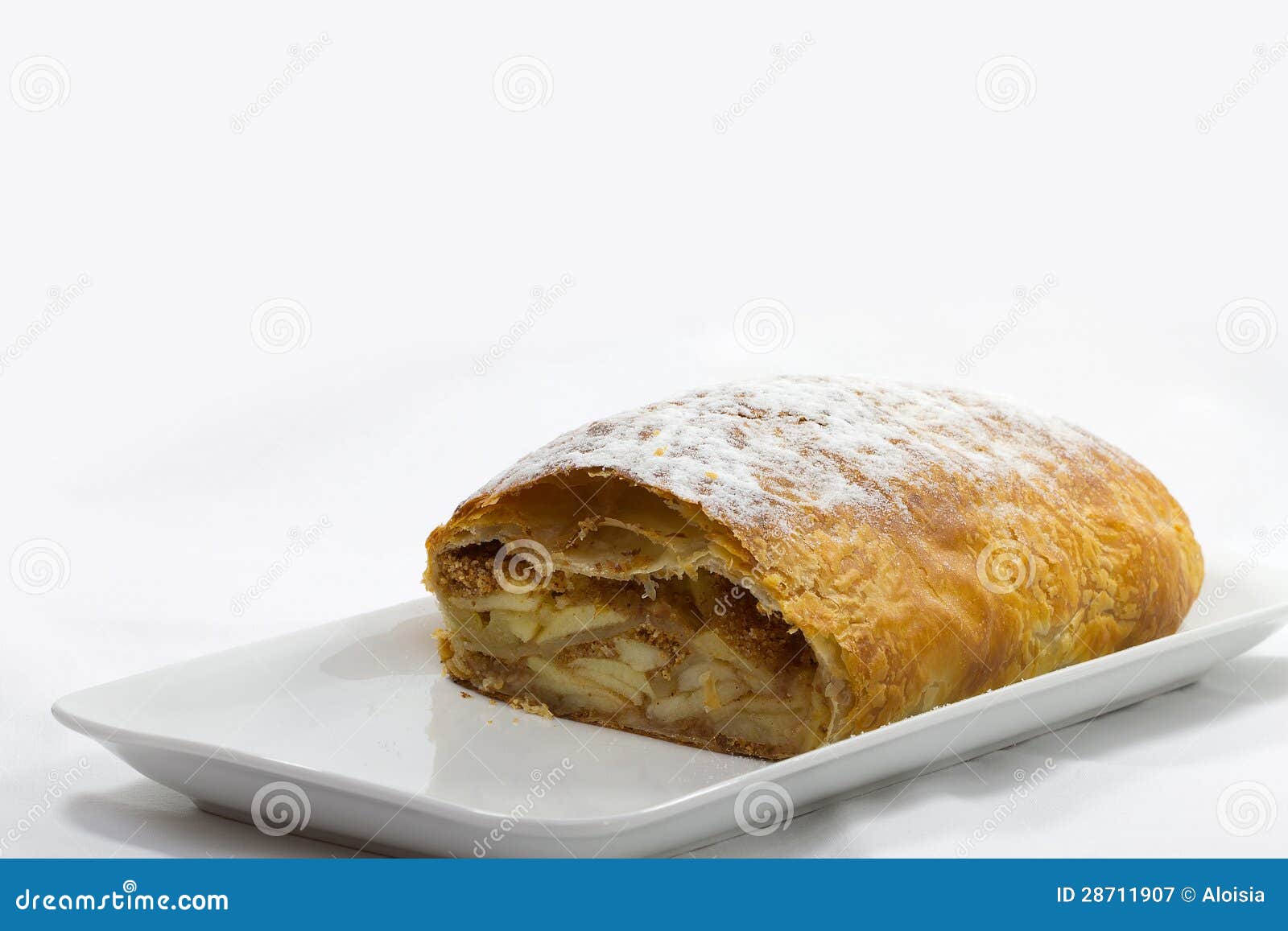 Apple strudel cut to stock image. Image of candy, treat - 28711907