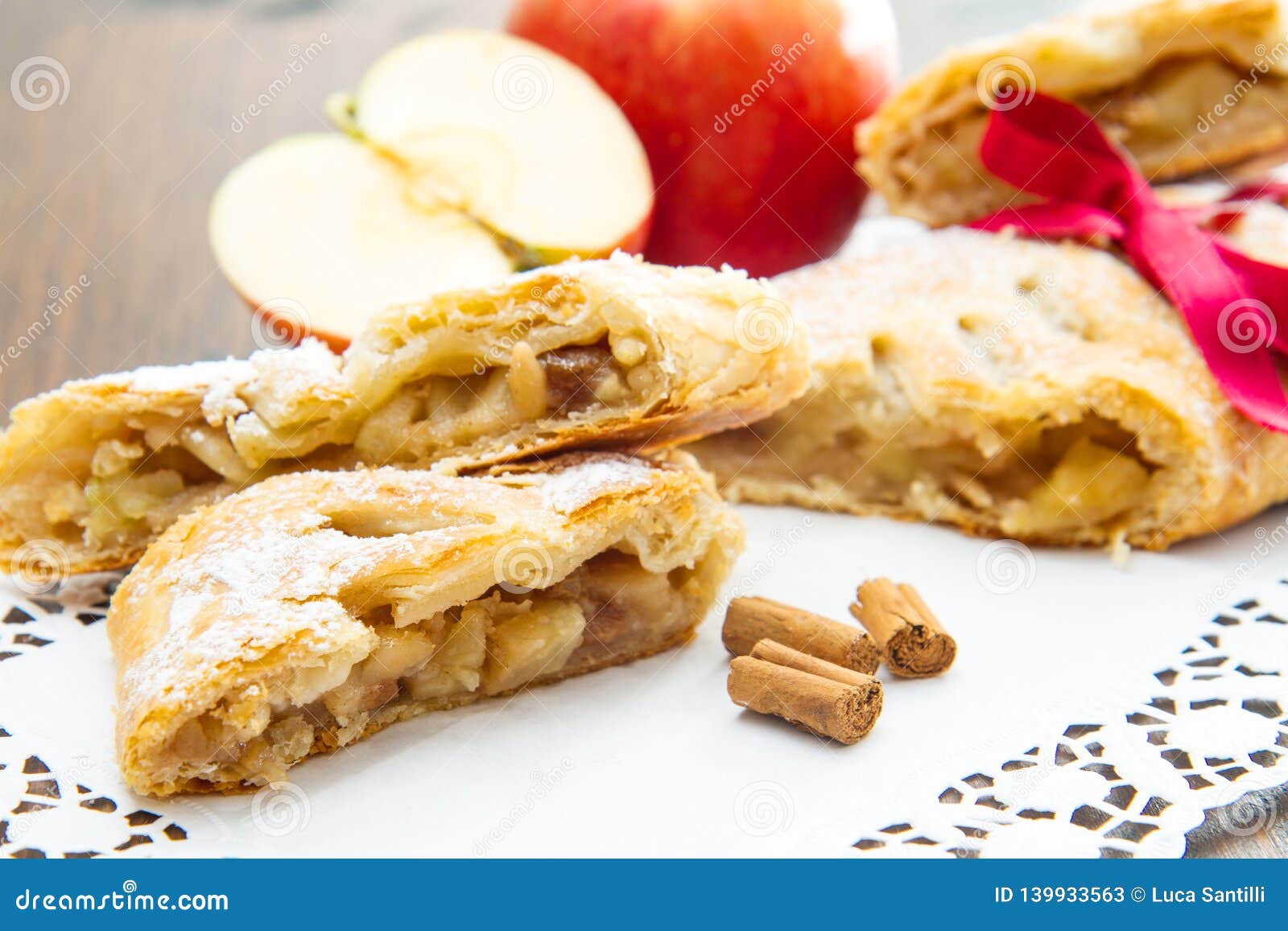 Apple Strudel with Fresh Apple and Cinnamon Stock Image - Image of ...