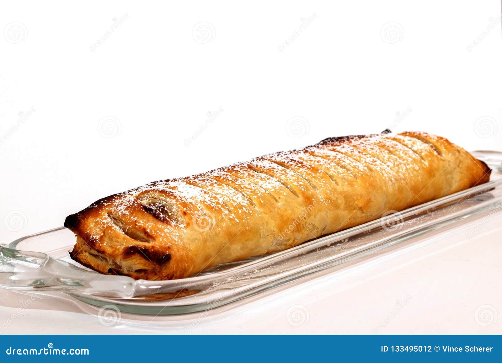 Apple Strudel with Vanilla Ice Cream Stock Photo - Image of fruitcake ...