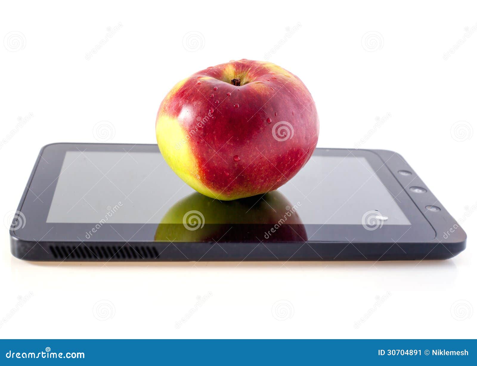 Apple on the Tablet Computer Stock Image - Image of beautifully, food ...