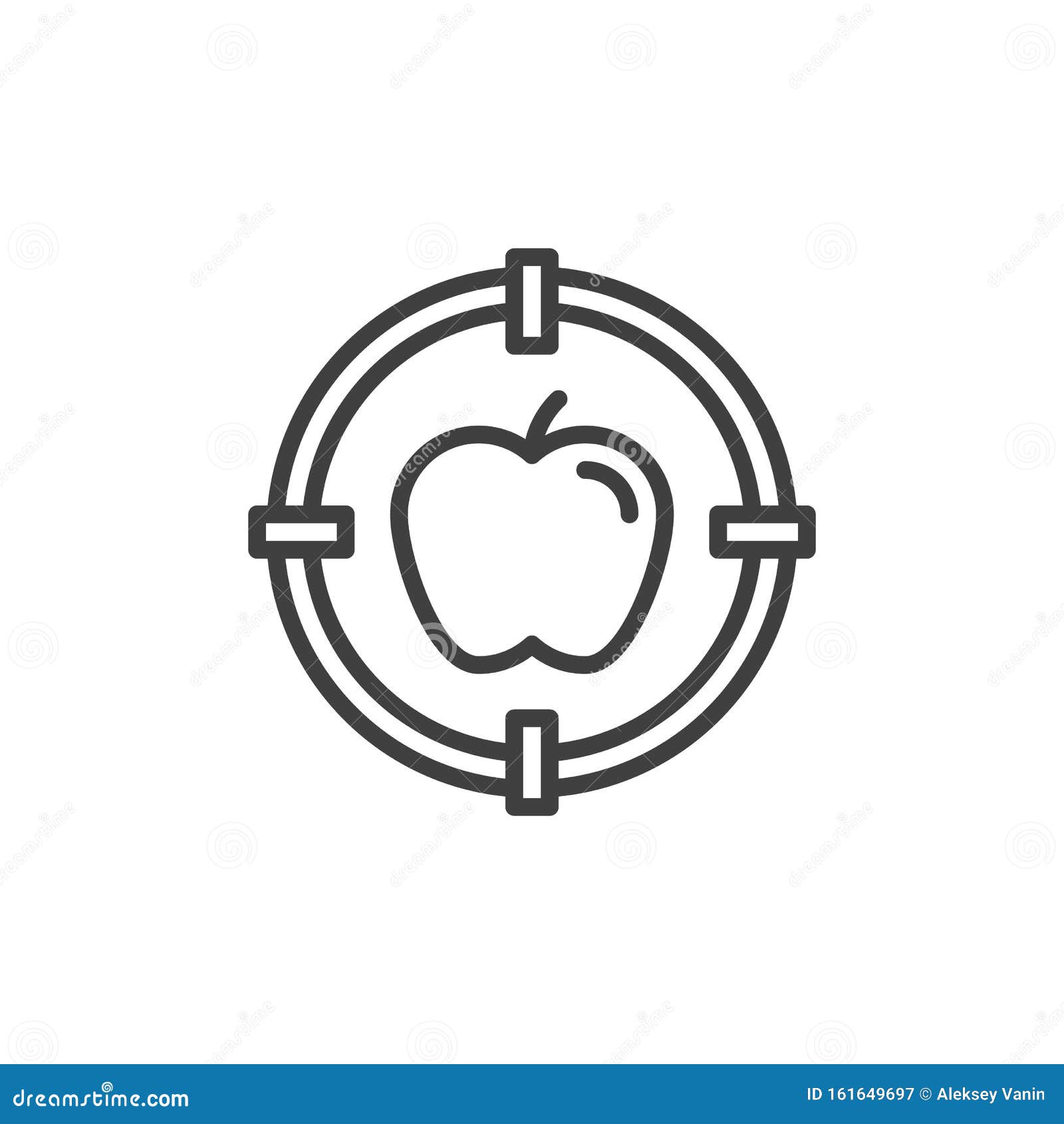 Apple with Target Line Icon Stock Vector - Illustration of simple ...