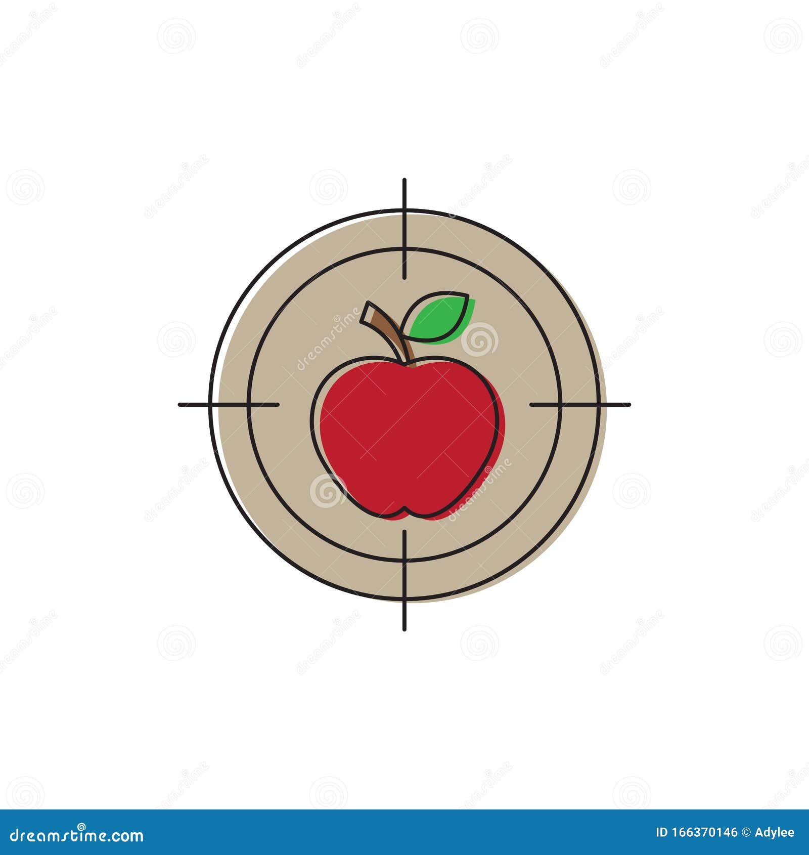 Apple with Target Vector Icon Symbol Isolated on White Background Stock ...
