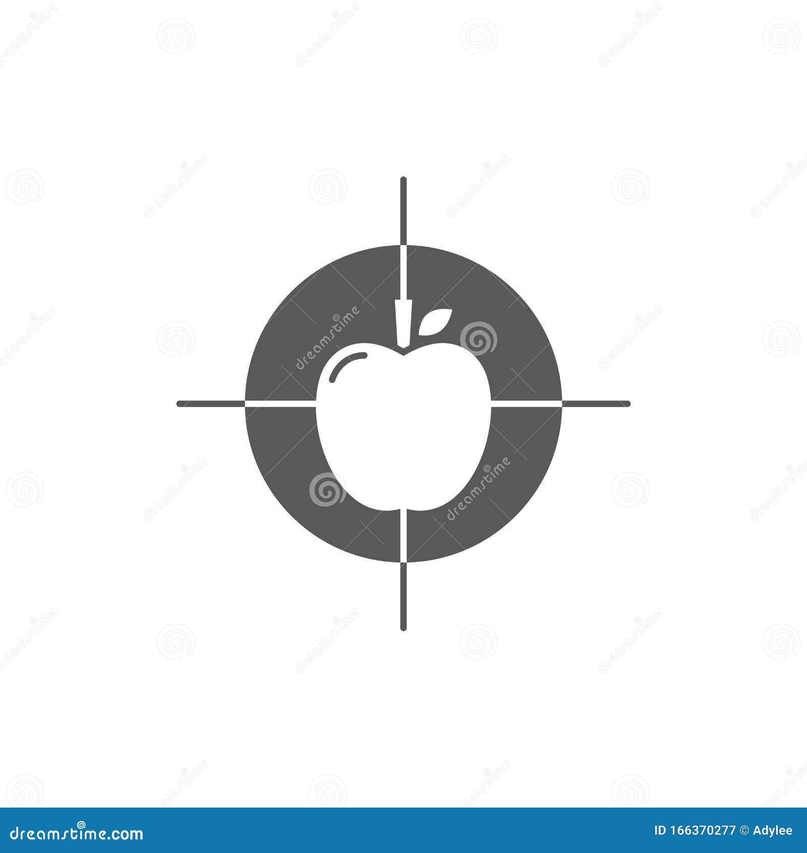 Apple with Target Vector Icon Symbol Isolated on White Background Stock ...